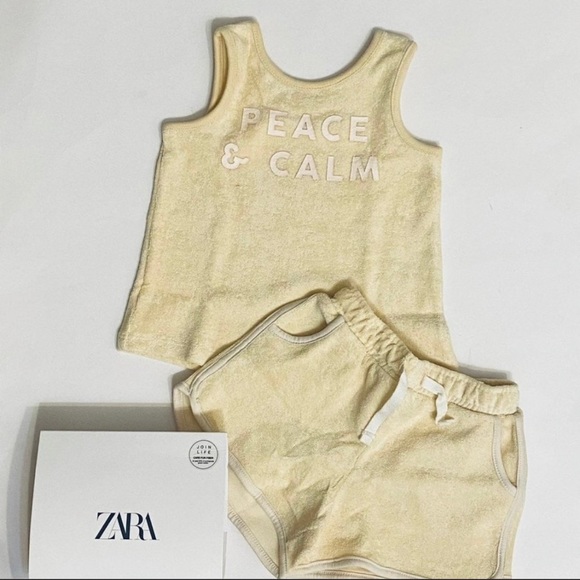 Zara | Matching Sets | New Zara Sz 92m Terry Tank Set Peace Calm Yellow ...